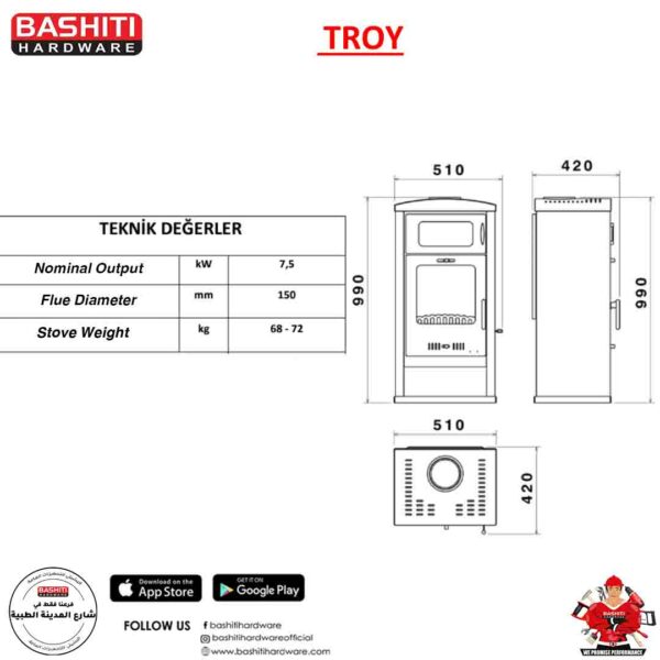 Hosseven, TROY wood stove - bashitihardware.com
