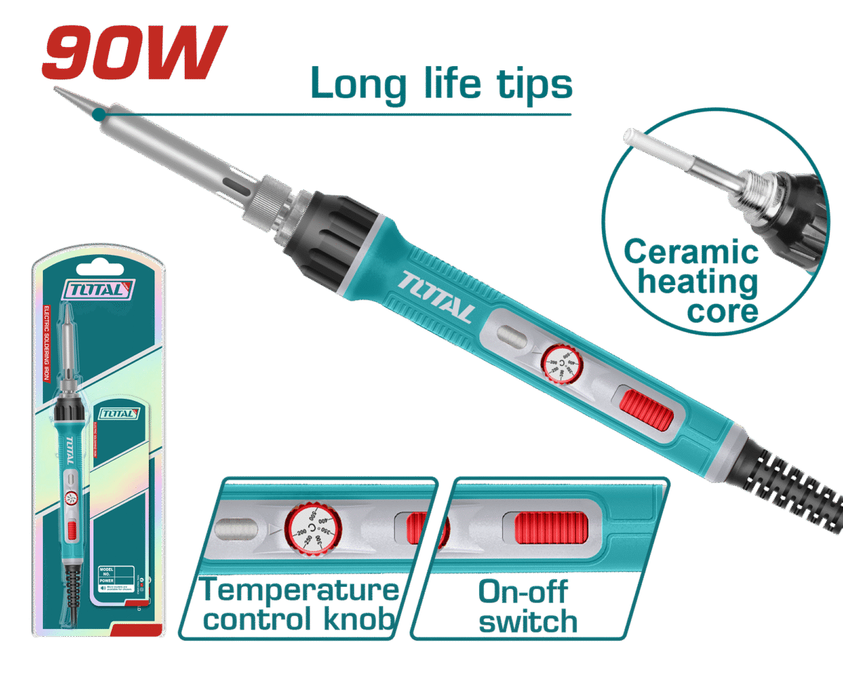 TOTAL 90W Electric Soldering Iron – Adjustable Temperature with Stand ...